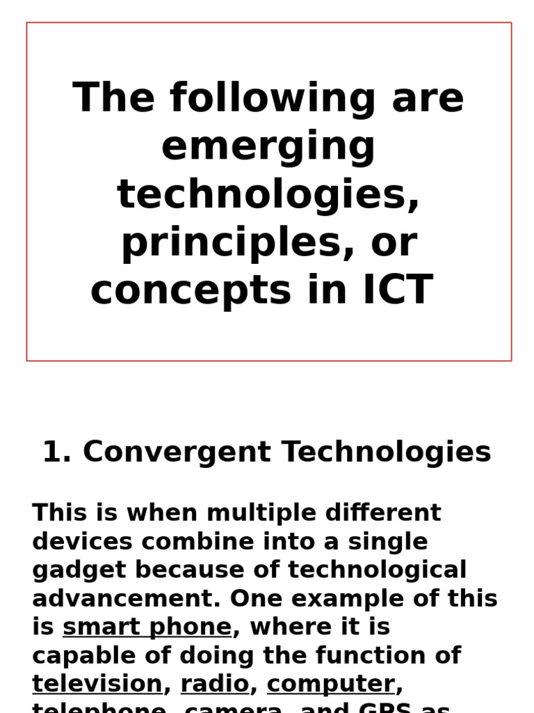 The Following Are Emerging Technologies, Principles | PDF