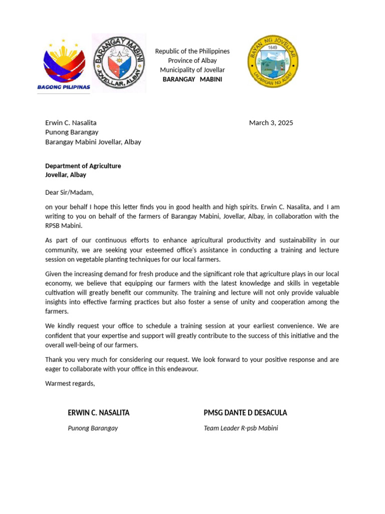 Da Request Letter-Rpsb | PDF
