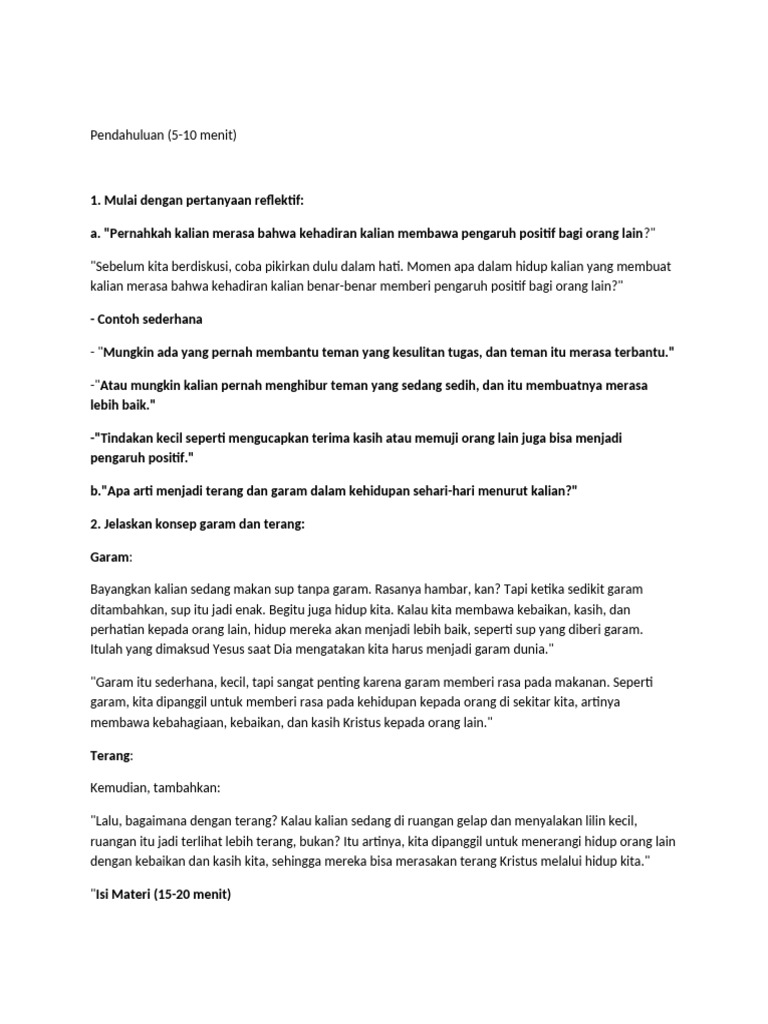 Materi Rekoleksi | PDF