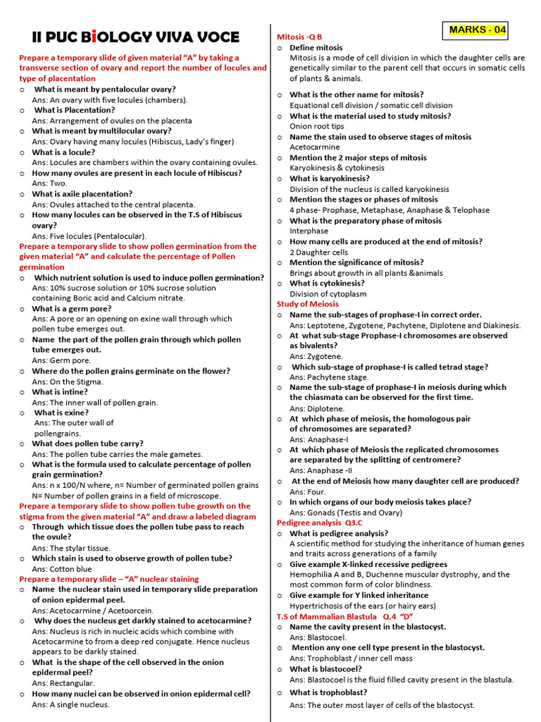 Viva Voce 2025 | PDF | Meiosis | Mitosis