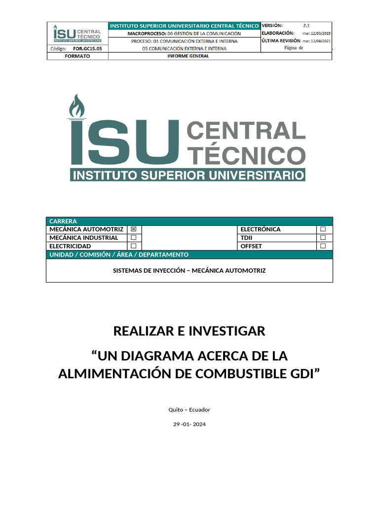 Diagrama del Sistema GDI en Automóviles | PDF | Inyección de ...