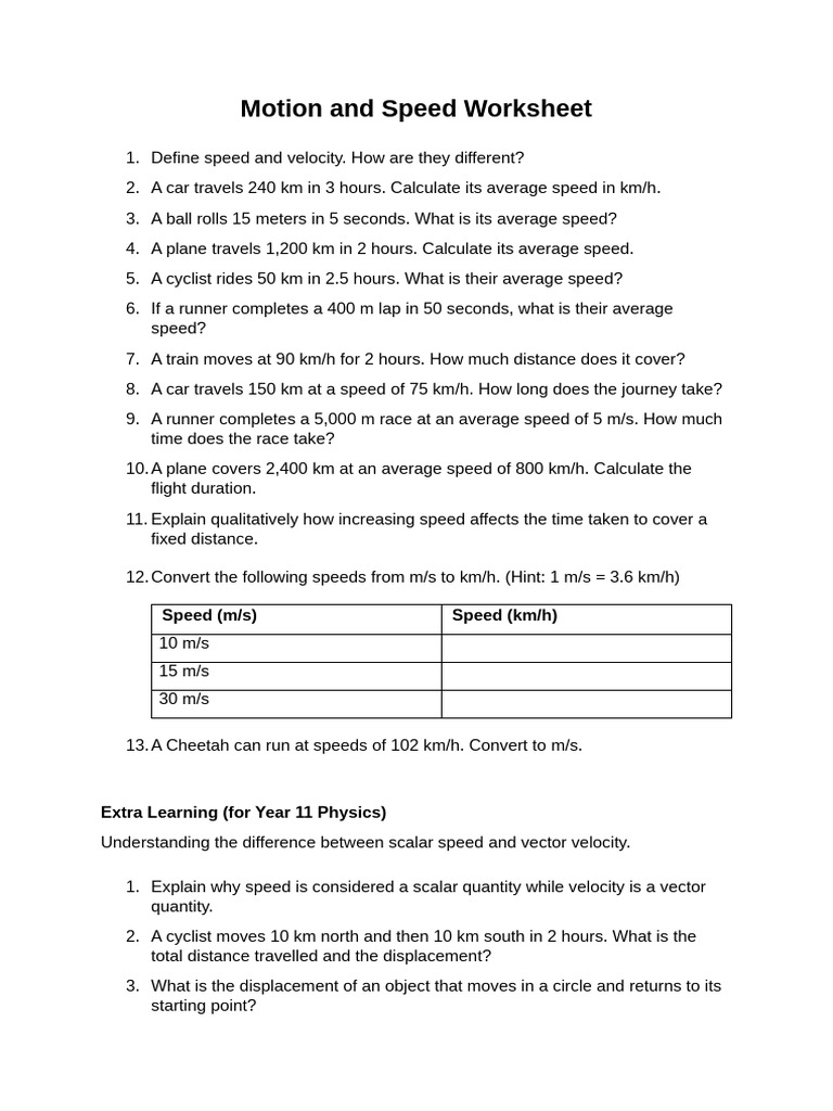 LESSON 1 Motion and Speed Worksheet | PDF