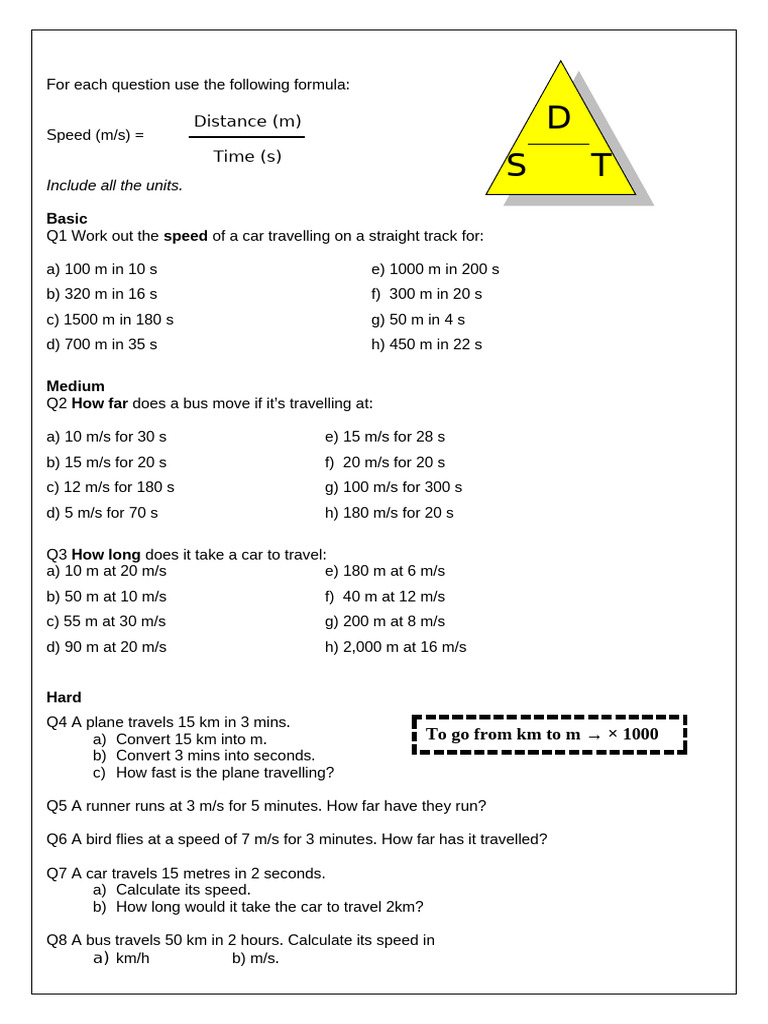 Lesson 1 Extra Speed Worksheet | PDF
