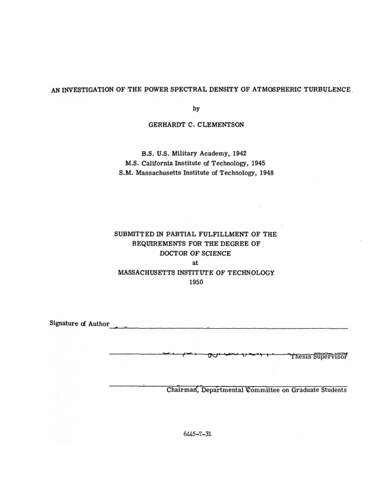 An Investigation of The Power Spectral Density of Atmospheric Turbulence | PDF | Spectral ...