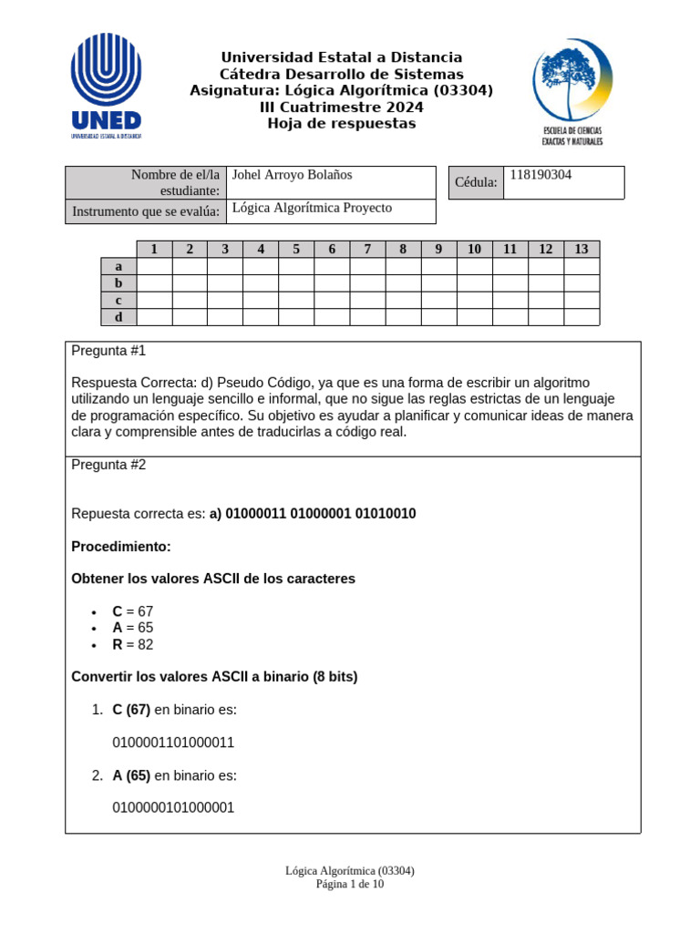 Proyecto Uned Johel Arroyo | PDF | Algoritmos | Lenguaje de programación
