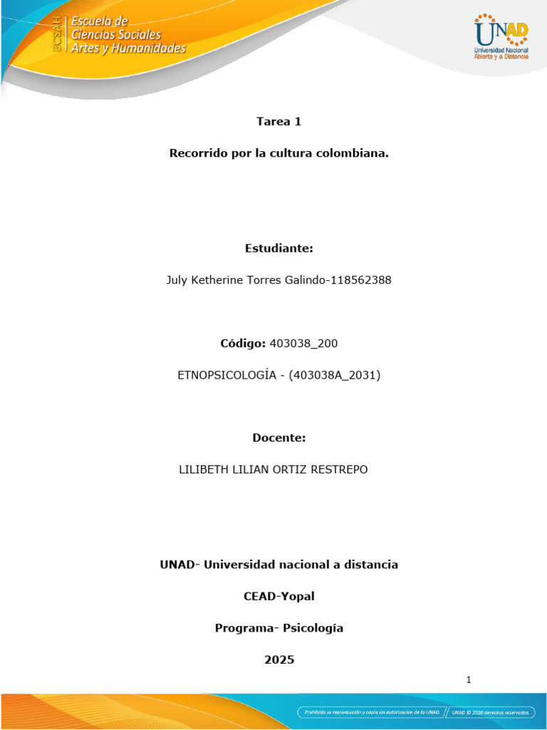 Tarea 1 Exploración Cultural Del Entorno - July Torres | PDF ...