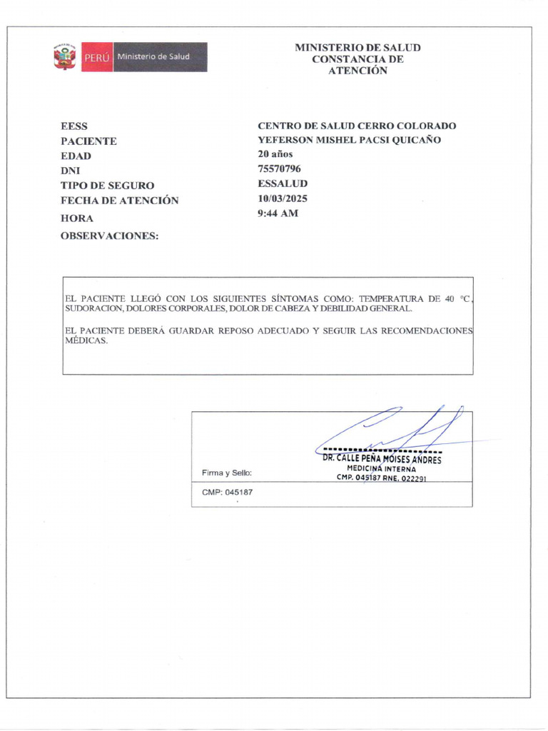 Yeferson Mishel Pacsi Quicaño - Atencion - 75570796 | PDF