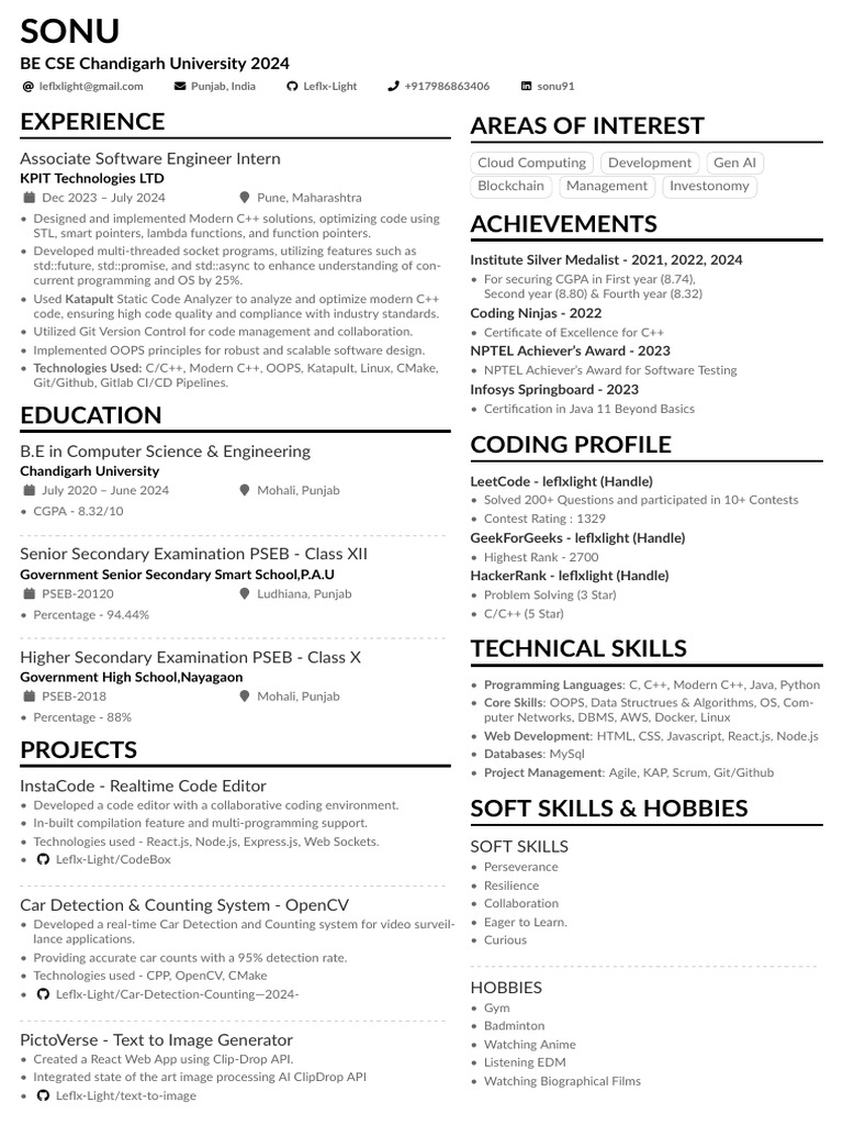 Resume Dec 16 2024 | PDF | C++ | Information Technology