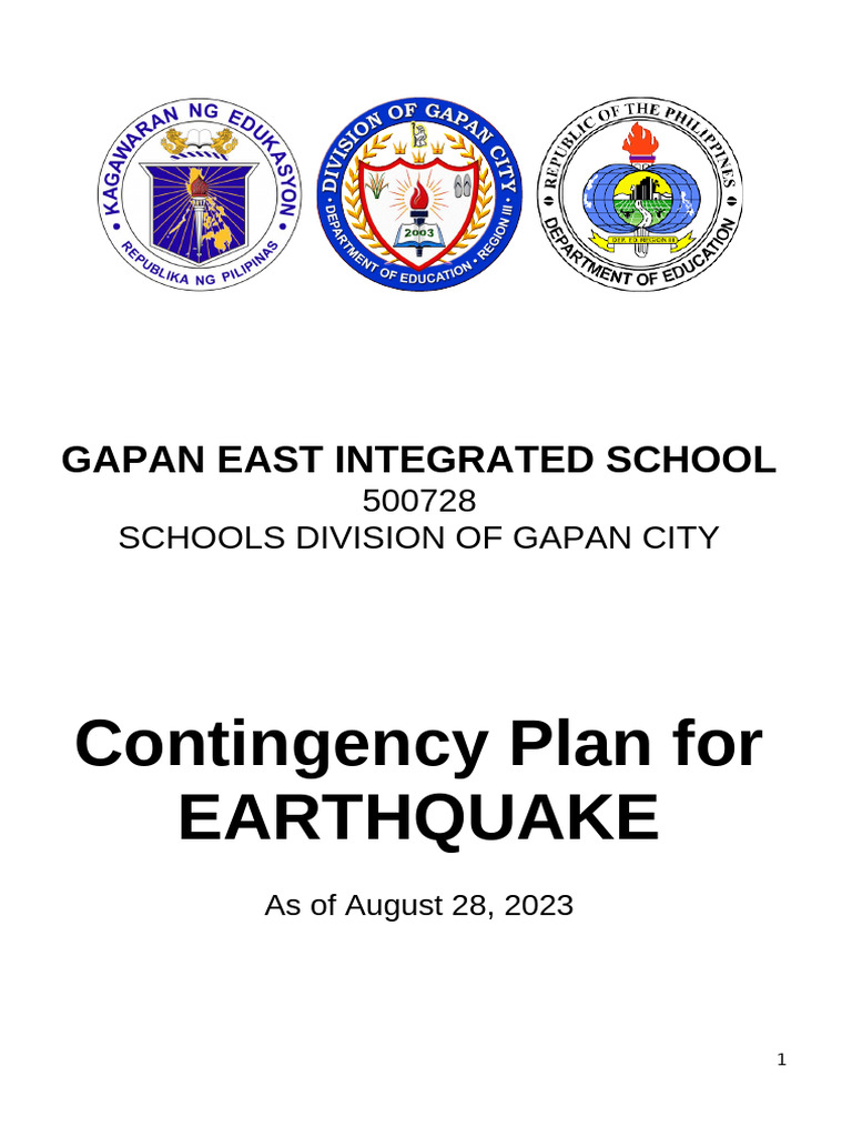 GAPAN-EAST-Conplan-EARTHQUAKE 2024-25 | PDF | Emergency Management | Flood