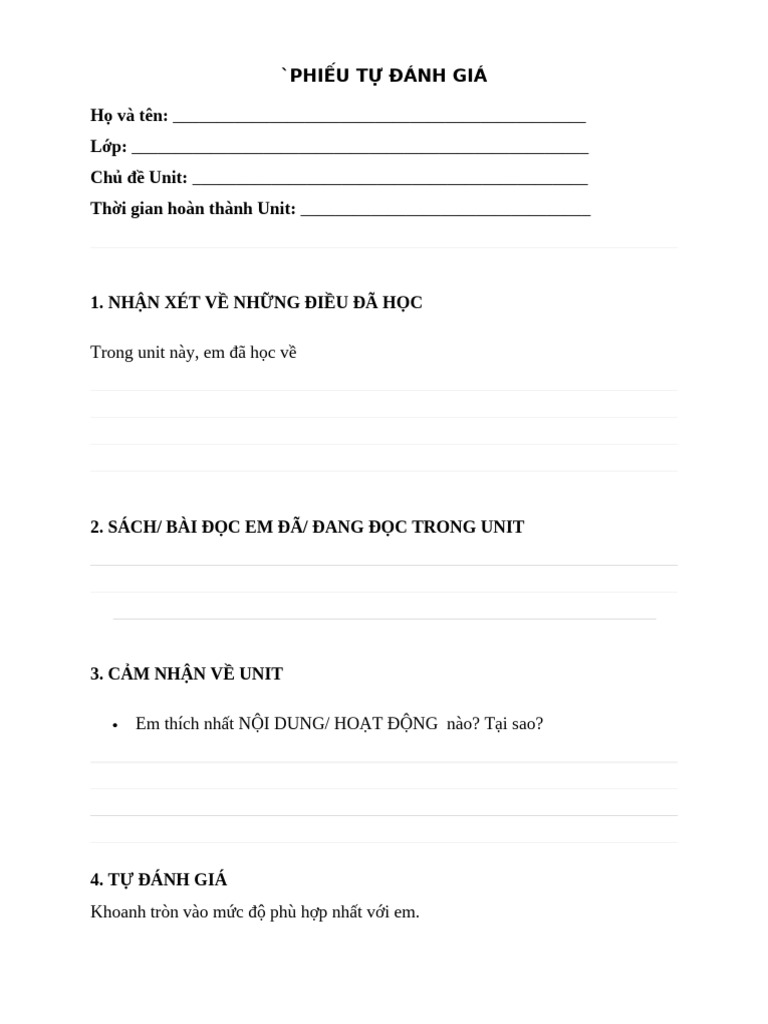 PHIẾU TỰ ĐÁNH GIÁ - IB Learners Profile - ATL | PDF