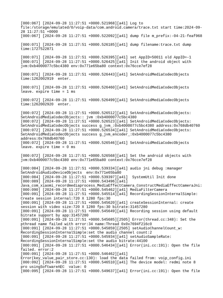 Android Camera Log Analysis | PDF | Bit Rate | Filename