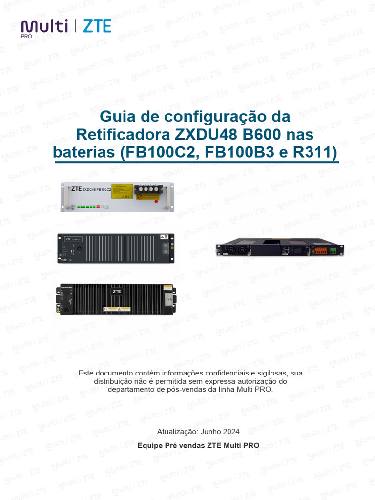 Guia de Configuração Da Retificadora ZXDU48 B600 Nas Baterias (FB100C2 ...