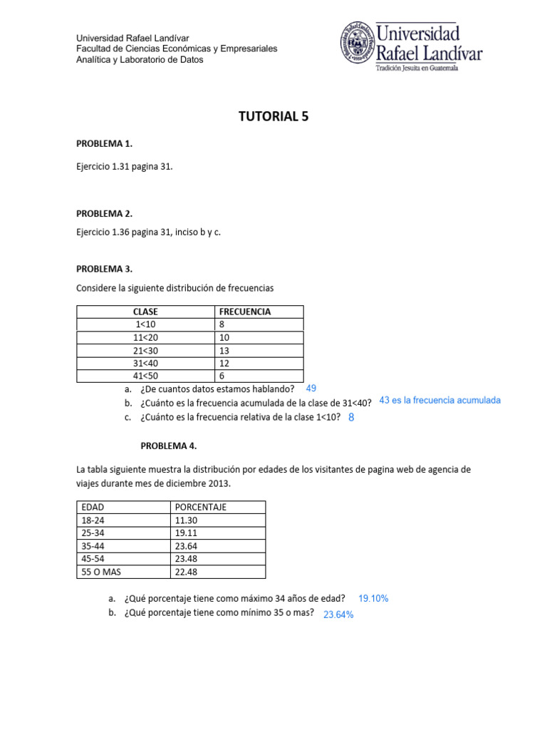 Tutorial No. 5 Respuestas | PDF