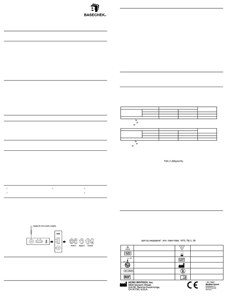 HCG-CASETTE-BASECHEK-ACRO | PDF | Gonadotropina coriónica humana | El ...