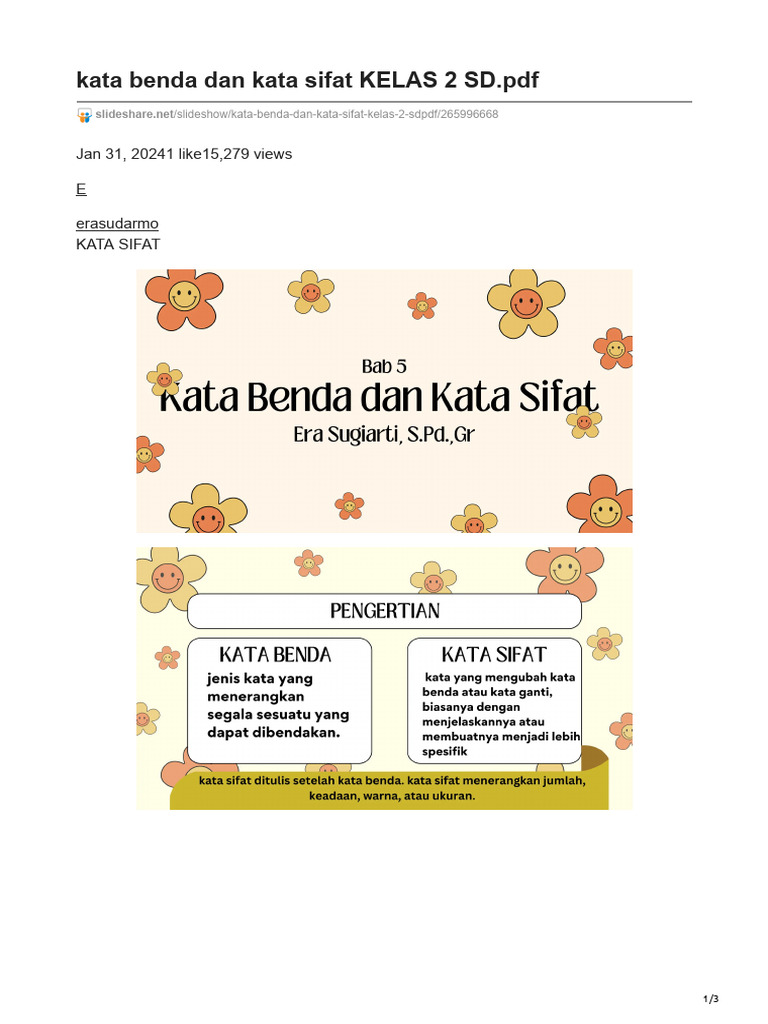 Kata Benda Dan Kata Sifat KELAS 2 SDPDF | PDF