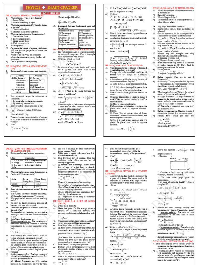 Jr-Physics - Smart Cracker | PDF | Force | Gases