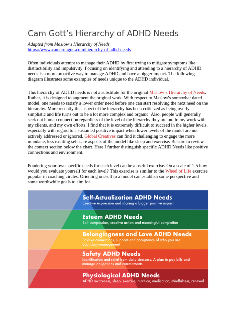 Cam Gott's Hierarchy of ADHD Needs | PDF | Attention Deficit ...