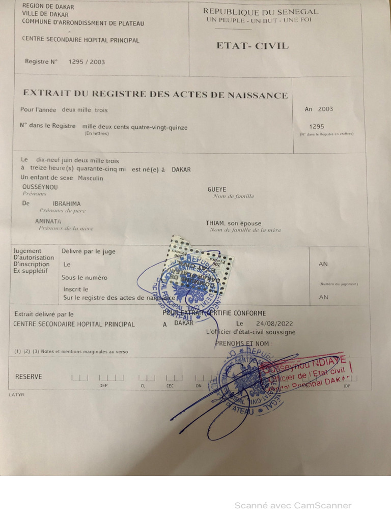 Acte de Naissance | PDF