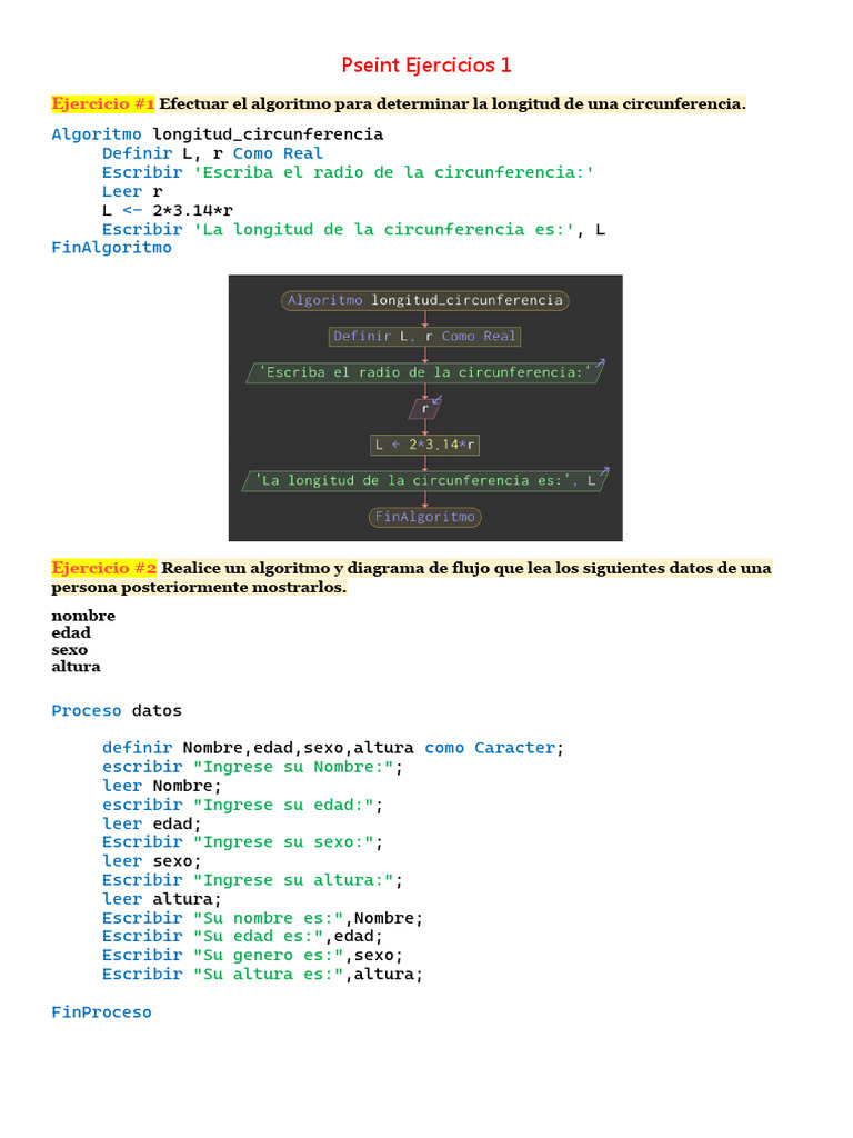 pseint-ejercicios | PDF | Algoritmos