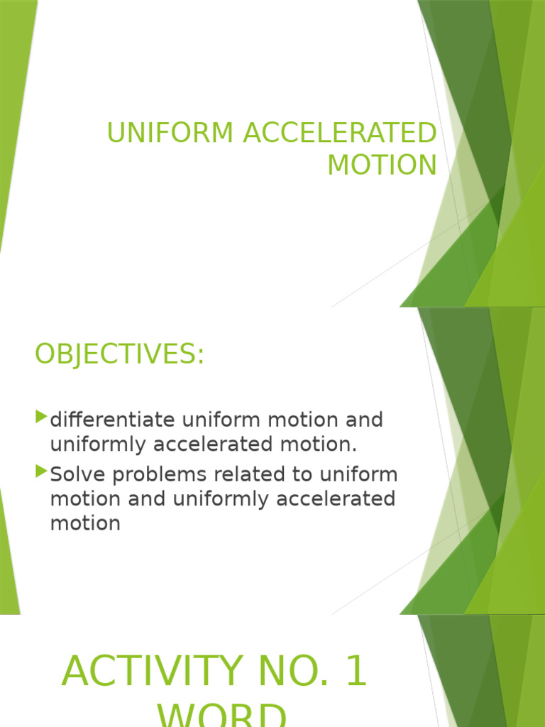 Uniform Accelerated Motion | PDF | Acceleration | Velocity