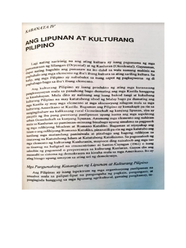 Ang Lipunan at Kulturang Pilipino | PDF