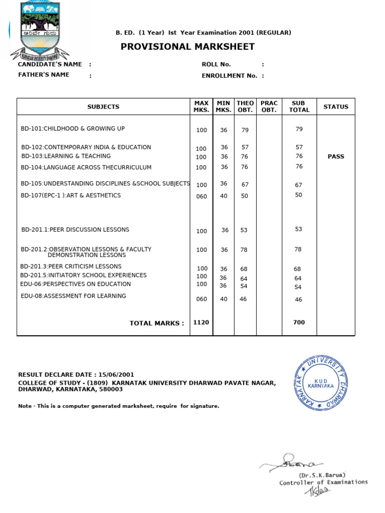BED 1 YEAR EXAM | PDF