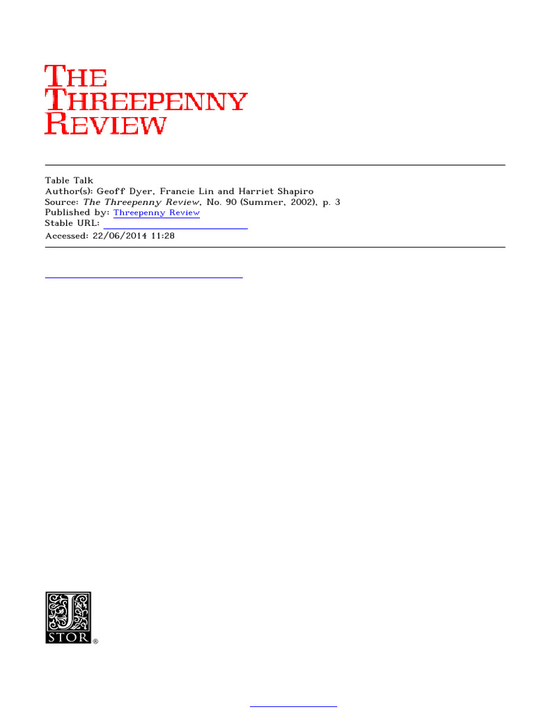 (Geoff Dyer, Francie Lin and Harriet Shapiro) Table Talk (Z-Library) | PDF