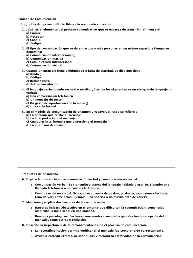 Examen de Comunicacion II | PDF