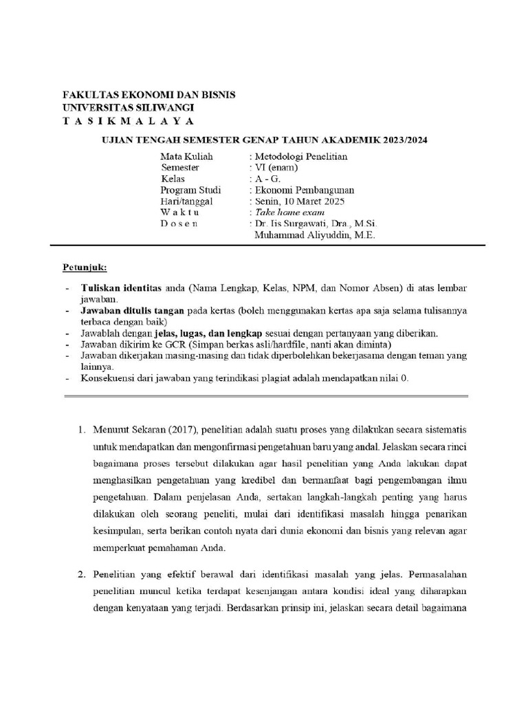 Uts Metlit Ta 20242 A-G | PDF