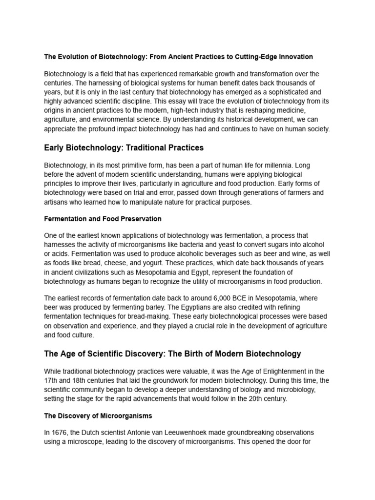 Evolution of Biotech | PDF | Biotechnology | Genetic Engineering