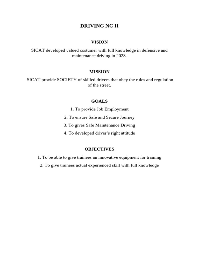 Driving NC II | PDF