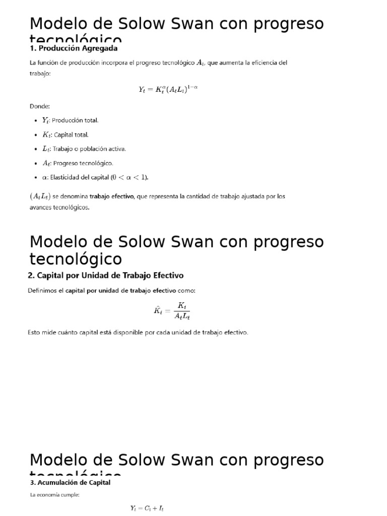 Modelo de Solow Swan Con Progreso Tecnológico | PDF