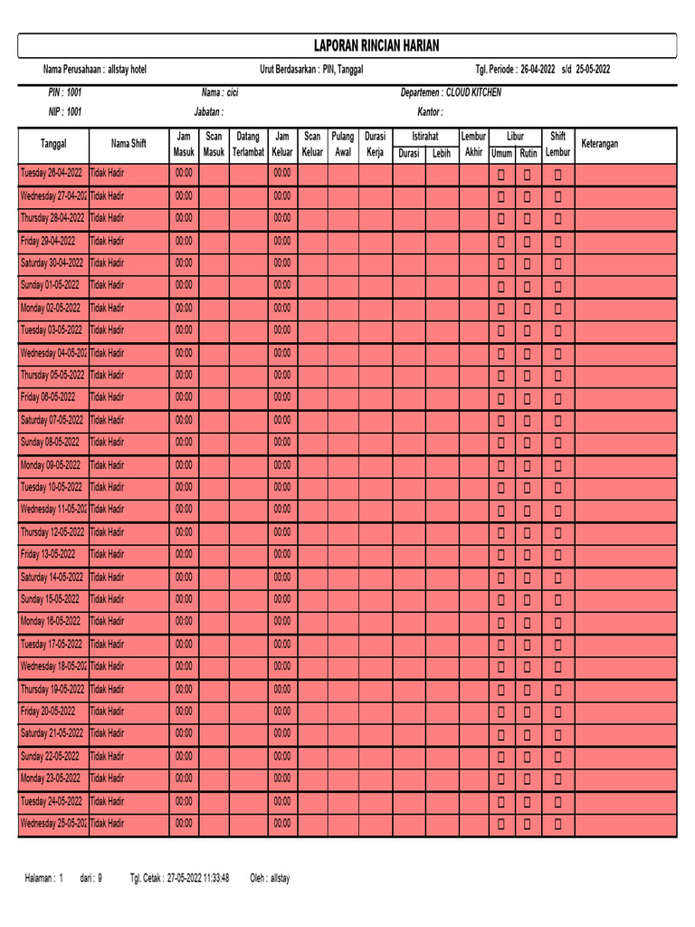 Rekap Absen Geprek | PDF