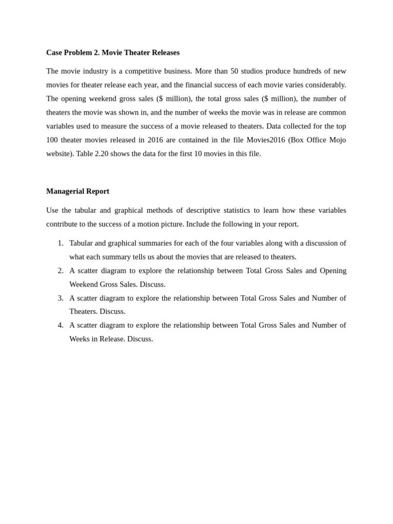 Case Problem 2. Movie Theater Releases | PDF