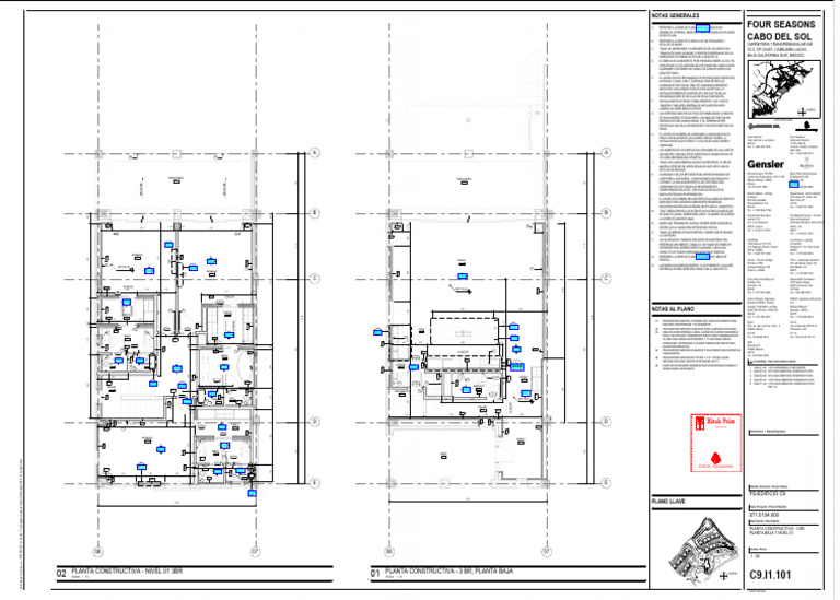 C9.I1.101 - PLANTA CONSTRUCTIVA - 3 BR, PLANTA BAJA Y NIVEL 01 Rev.5 Markup | PDF