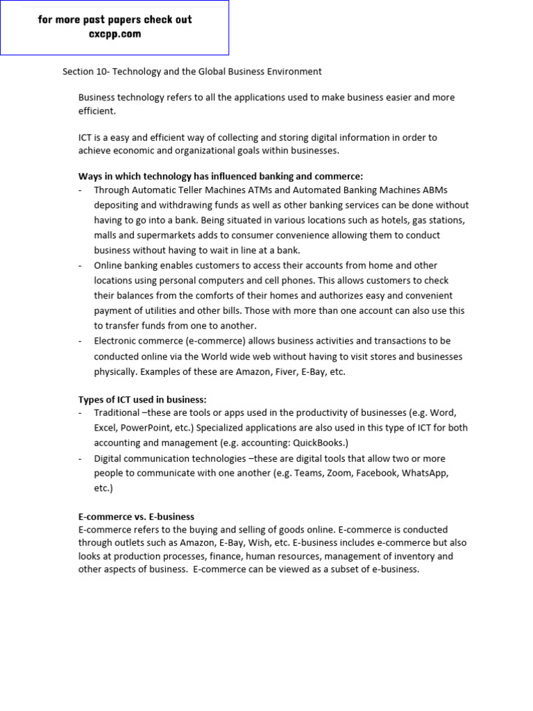 Section 10 - POB Notes - D7005 | PDF | Gross Domestic Product | Business