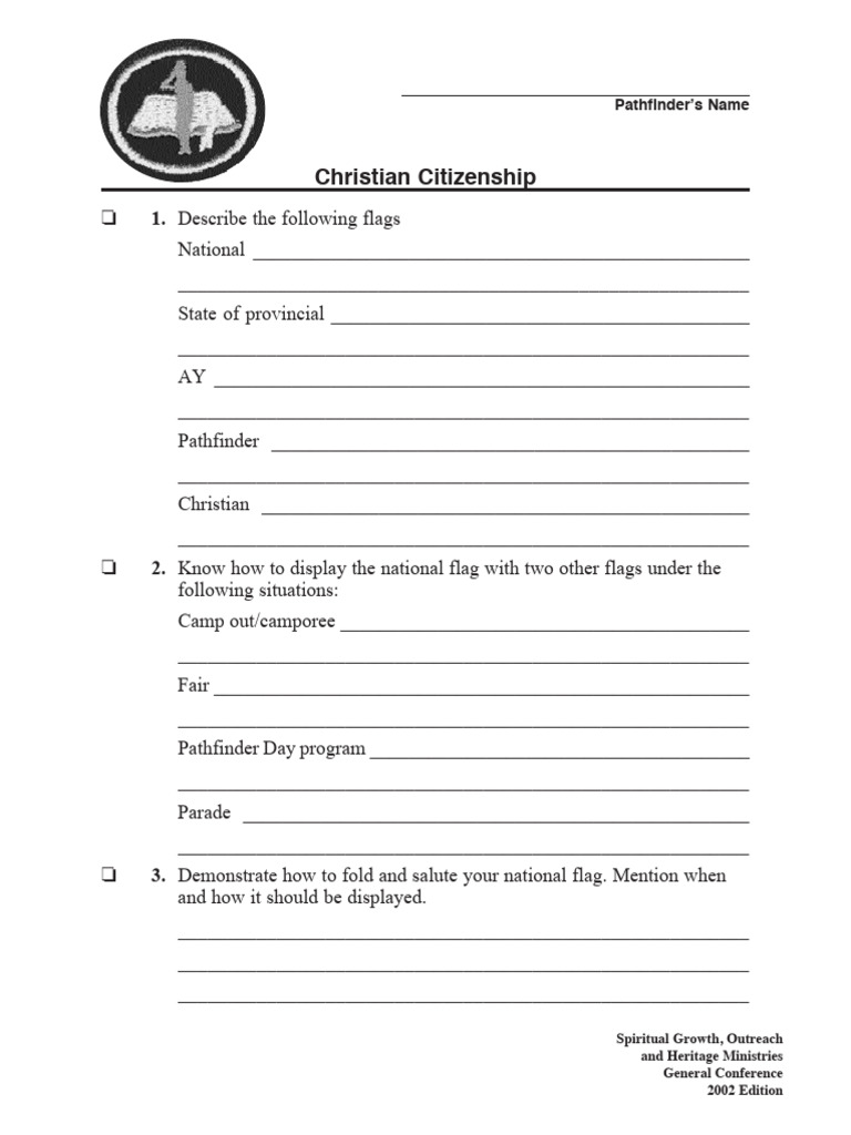 Christian Citizenship Worksheet | PDF | Religious Belief And Doctrine