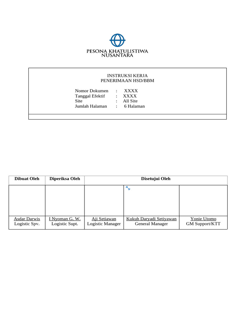 Prosedur Penerimaan HSD/BBM PT Pesona | PDF
