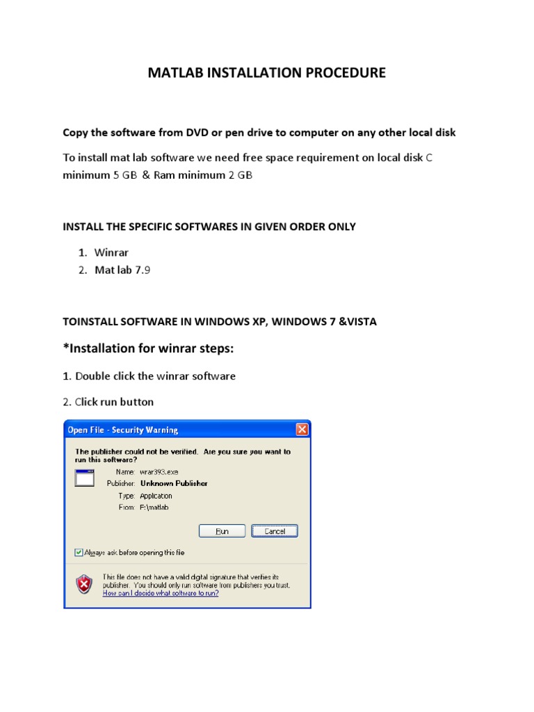 Matlab Installation Procedure | PDF | Installation (Computer Programs) | Computer File