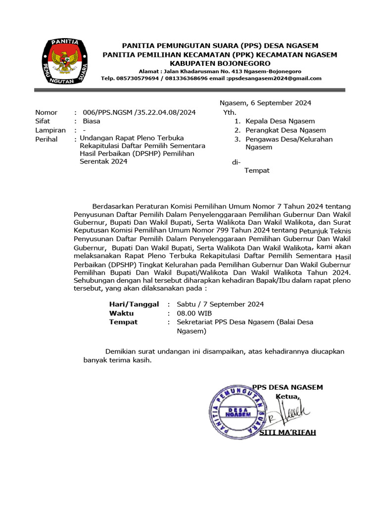 Undangan Pleno DPSHP | PDF
