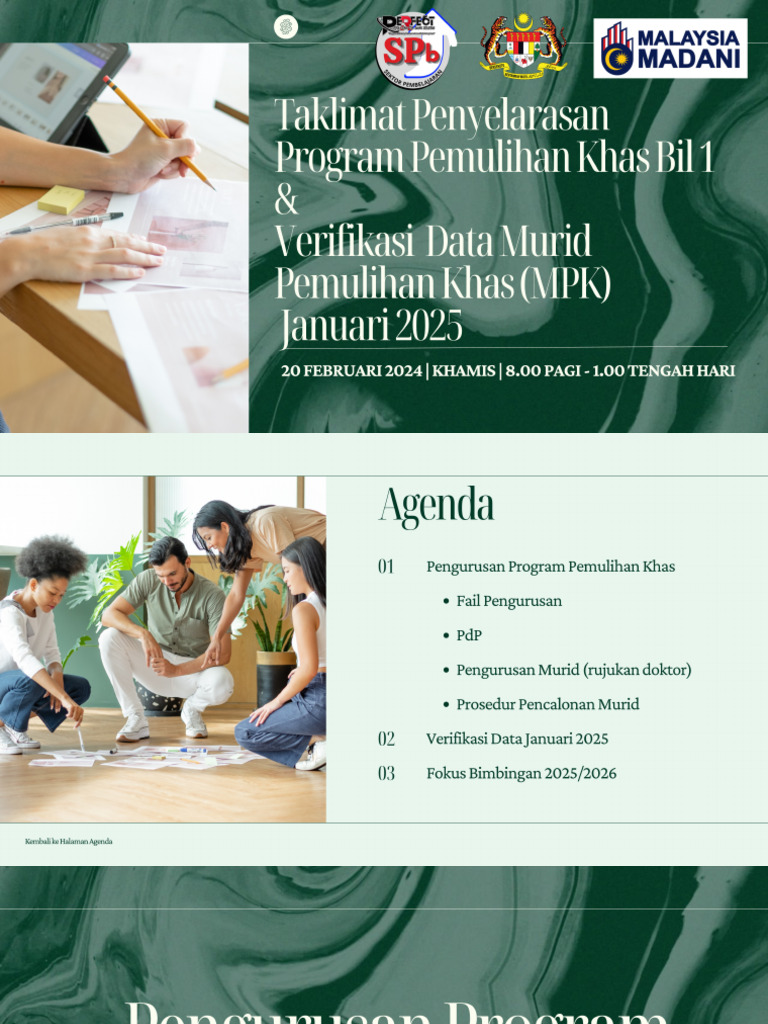 Slaid Taklimat Penyelarasan Program Pemulihan Khas Bil 1 | PDF
