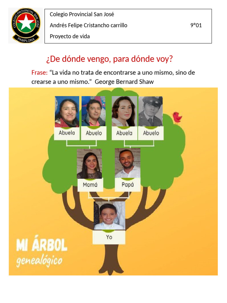 Proyecto de vida: de dónde vengo y hacia dónde voy | PDF