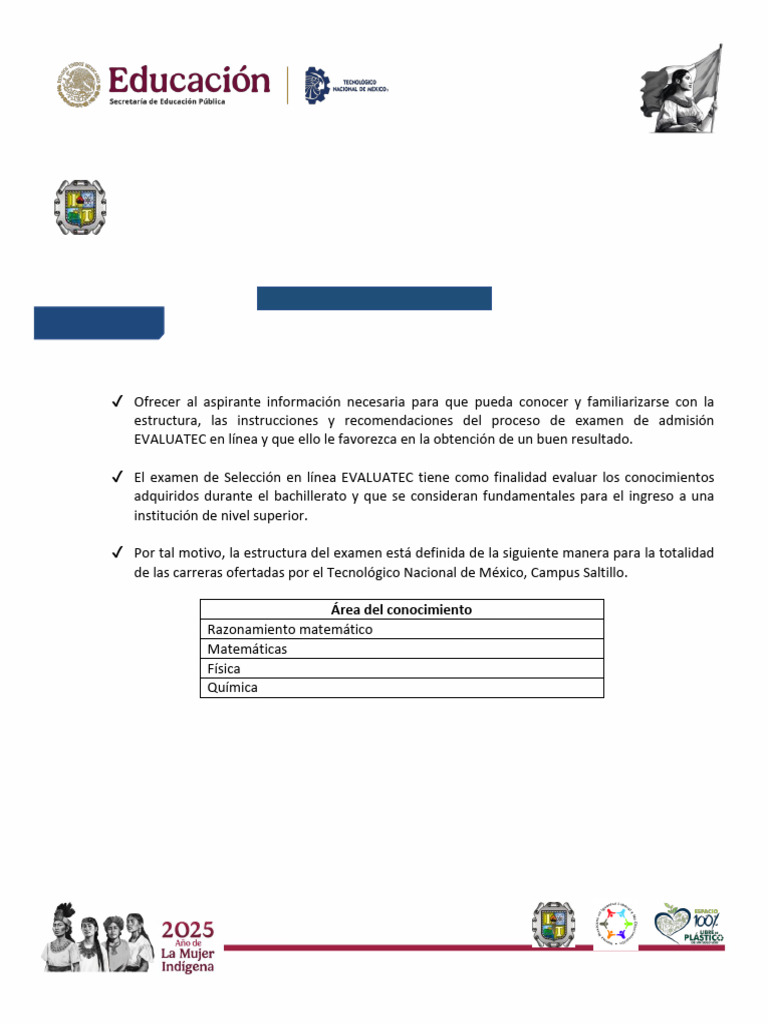 Guía de Estudio Examen EVALUATEC 2025 | PDF | Ecuaciones | Derivado