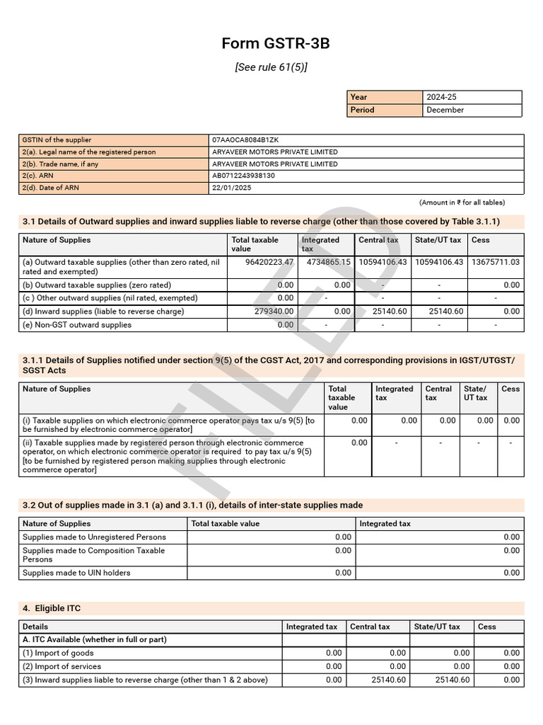 GSTR3B 07aaoca8084b1zk 122024 | PDF | Taxes | Economies