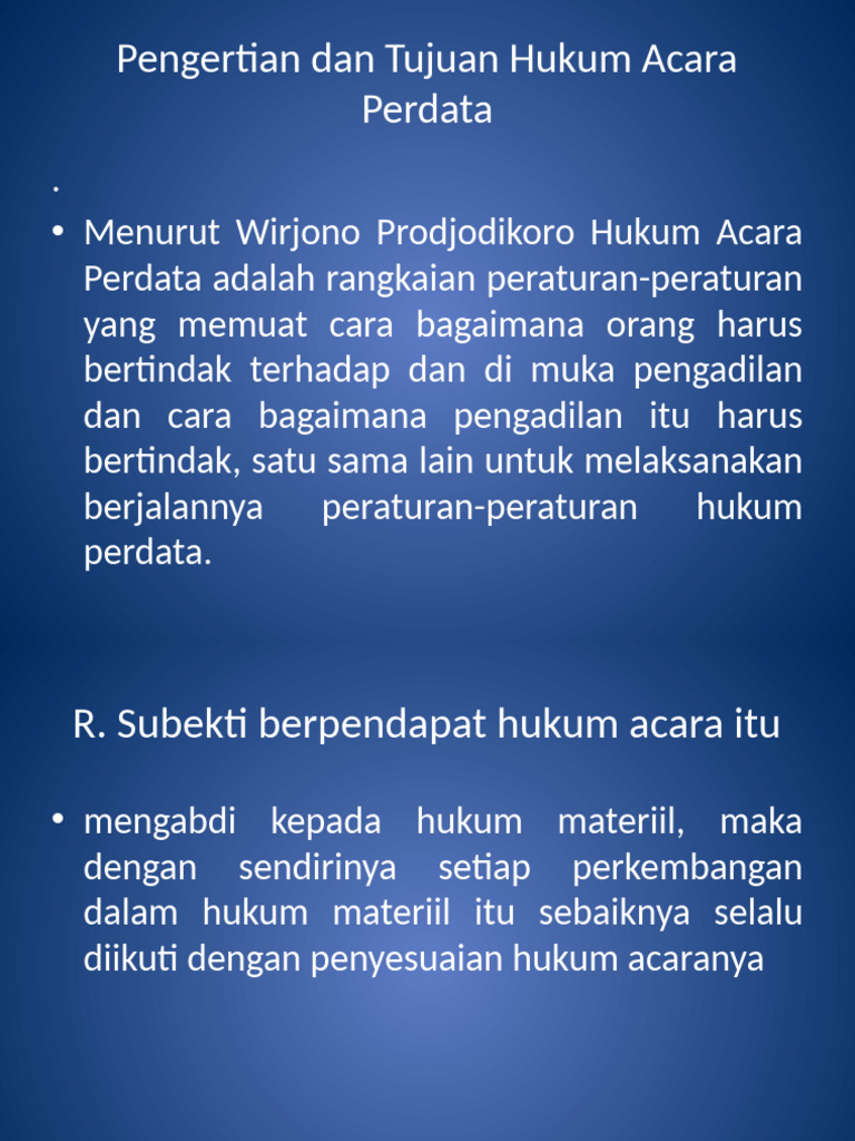 Pengertian dan Tujuan Hukum Acara Perdata | PDF