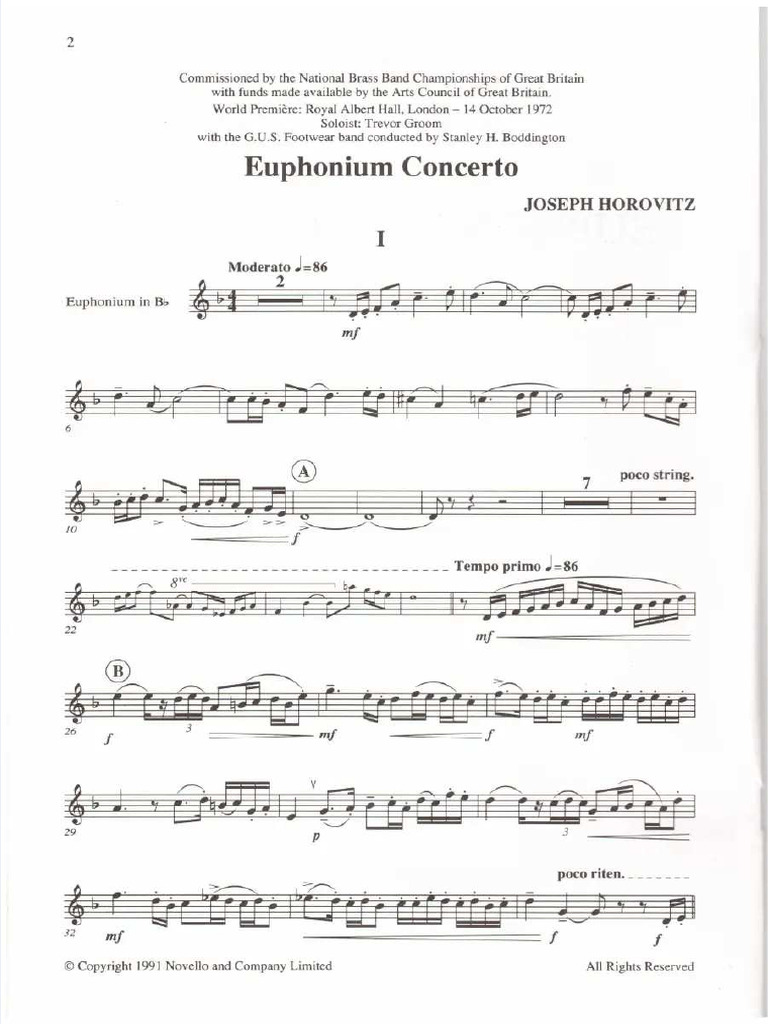 PDF Horovitz Euphonium Concerto Solo Part - Compress | PDF