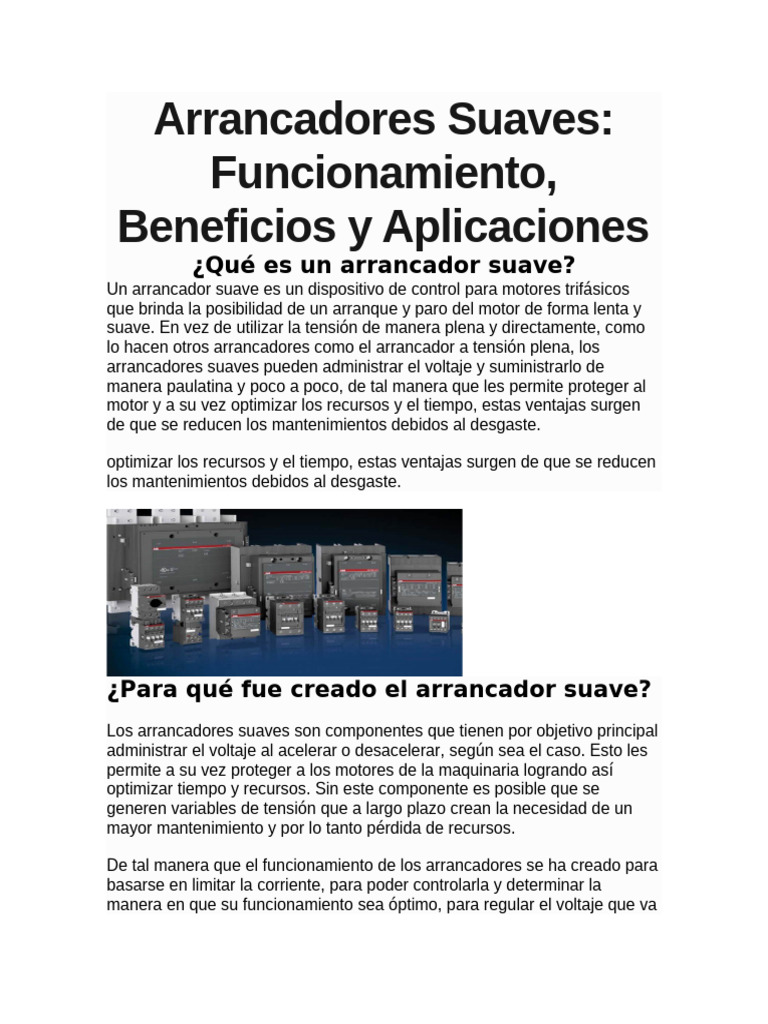 Arrancadores Suaves | PDF | Motores | voltaje