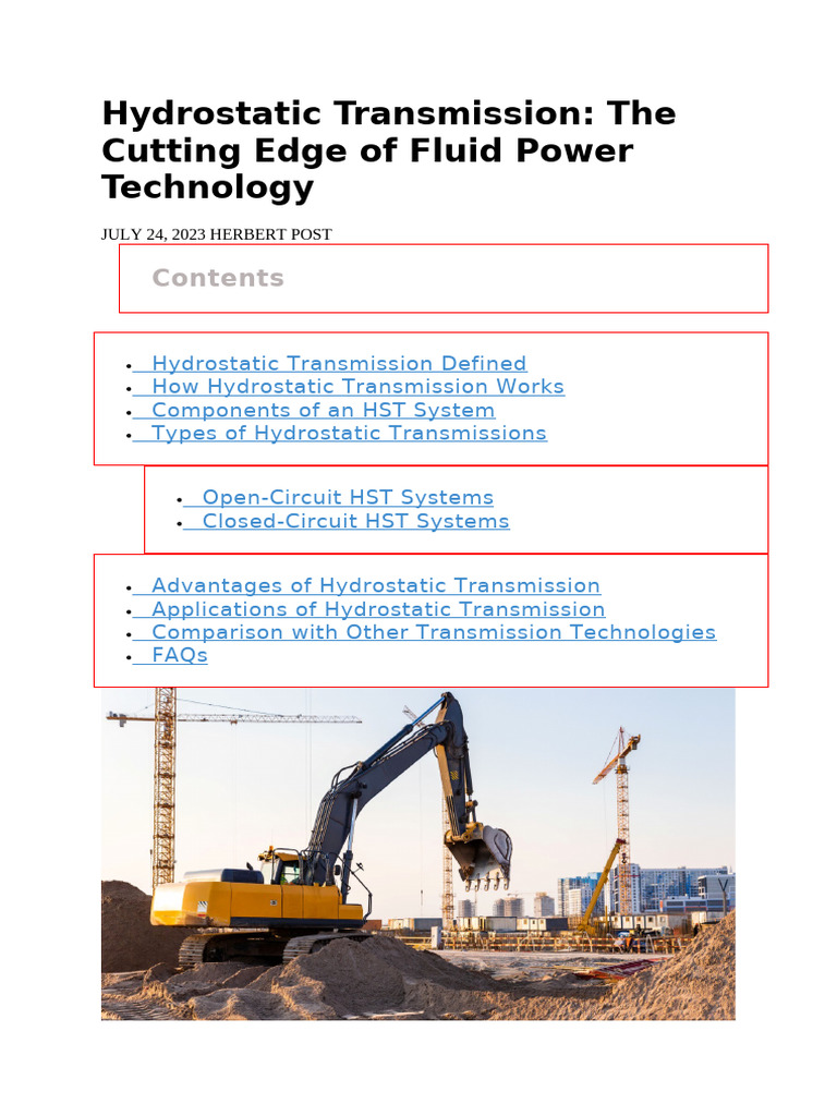 Understanding Hydrostatic Transmission | PDF | Pump | Mechanical ...