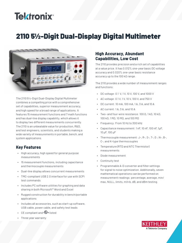 1KW-73983-1 2110 Digital Multimeter Datasheet 051524 | PDF | Microsoft ...