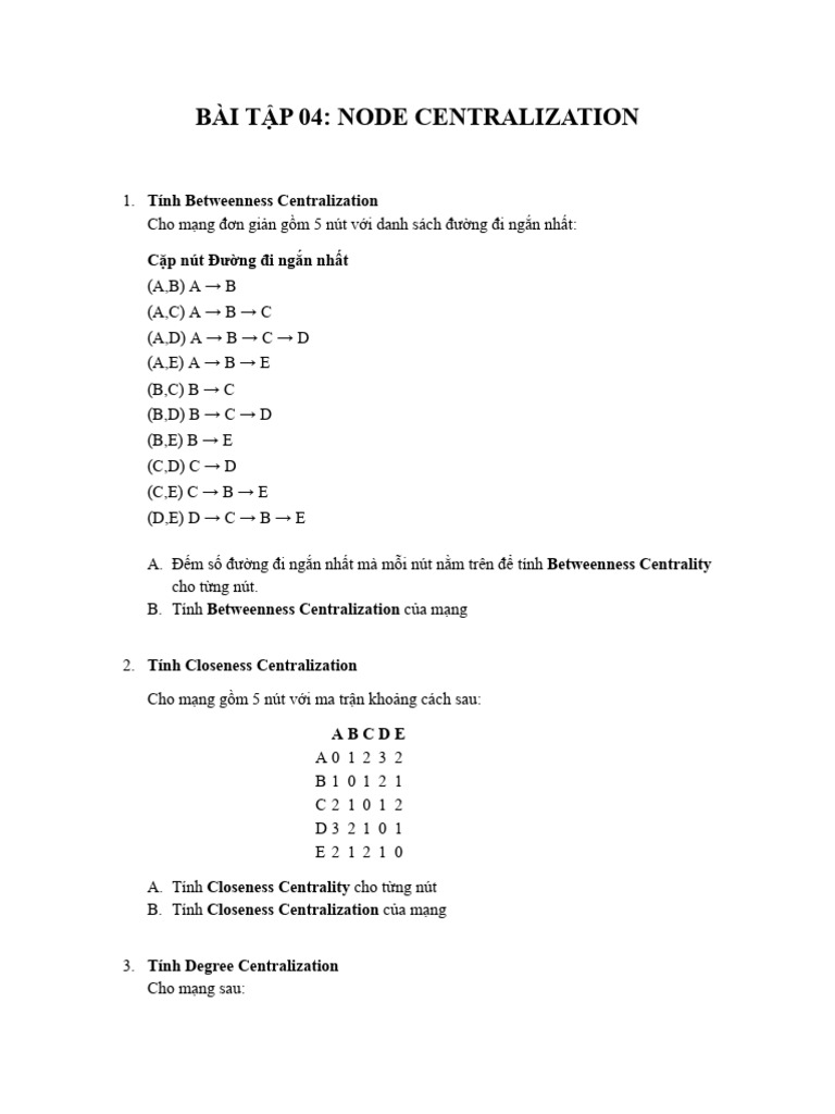 Bai Tap 04 - Node Centralization | PDF